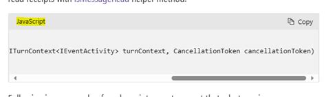 Override OnTeamsReadReceiptAsync Sample Code Is C Not Javascript Issue