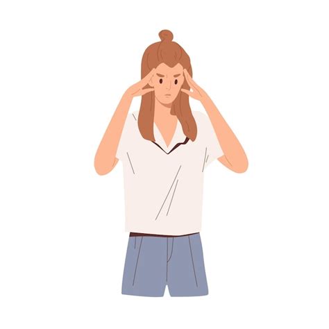 premium vector focused pensive person thinking with fingers on