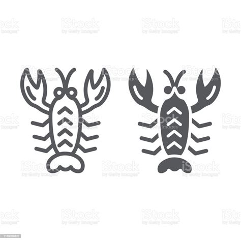 가재 라인과 문양 아이콘 바다와 음식 랍스터 기호 벡터 그래픽 흰색 배경에 선형 패턴 갈고리 발톱에 대한 스톡 벡터 아트 및 기타 이미지 Istock