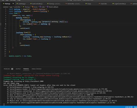 Sửa lỗi Error ERR HEADERS SENT Cannot set headers after they are sent to the client