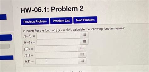 solved 1 point for the function f x 5ex calculate the