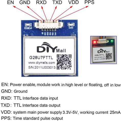 Diymalls G U Fttl Gps Receiver Module V V W Flash Ceramic Antenna Bps Hz Nmea For