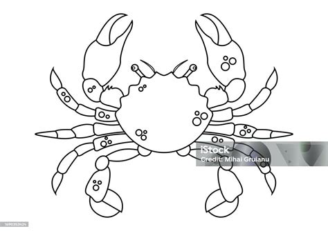 큰 발톱 벡터를 가진 게 만화 캐릭터의 색칠 공부 페이지 흑백 게 갑각류에 대한 스톡 벡터 아트 및 기타 이미지 갑각류 귀여운 낙서 드로잉 Istock