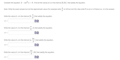 Solved Consider The Equation Csc X Find All The Values Chegg