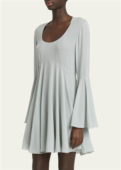 Chloe Bell Sleeve Silk Georgette Mini Dress Bergdorf Goodman
