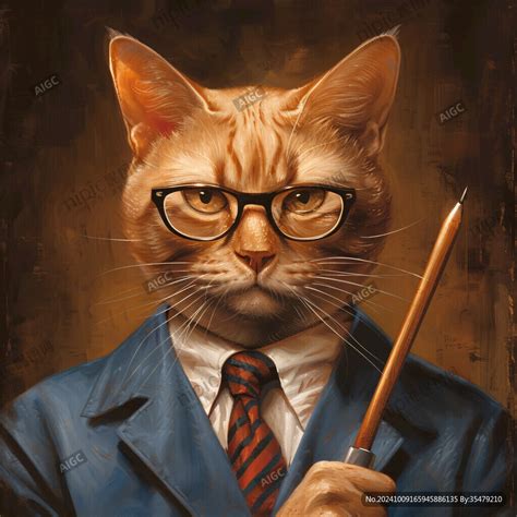 Ai创作图创意写实猫当代装饰画 喵星人插画 猫原创插画 猫咪趣味插画 手绘猫咪海报 猫博士 猫咪海报插画 猫咪搞怪插画 猫咪潮流海报 猫头人身插画 猫咪系列插画 逼真猫画 猫先生 穿西装的猫