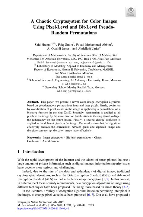 Pdf A Chaotic Cryptosystem For Color Images Using Pixel Level And Bit