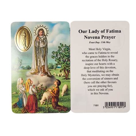 Prayer Card Our Lady Of Fatima Novena Prayer The Square T Store