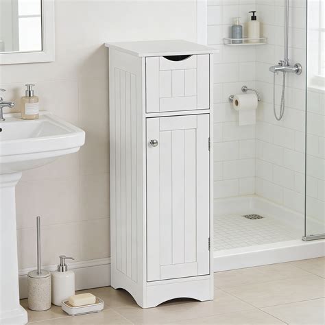 Latitude Run® Slim Transitional Wood Cabinet With Drawer And Shelves