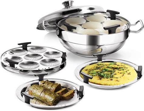 Milton Pro Cook Stainless Steel Multi Kadhai Idli Mini Idli Steamer