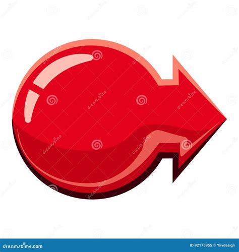 Red Glossy Right Arrow Icon Cartoon Style Stock Vector Illustration