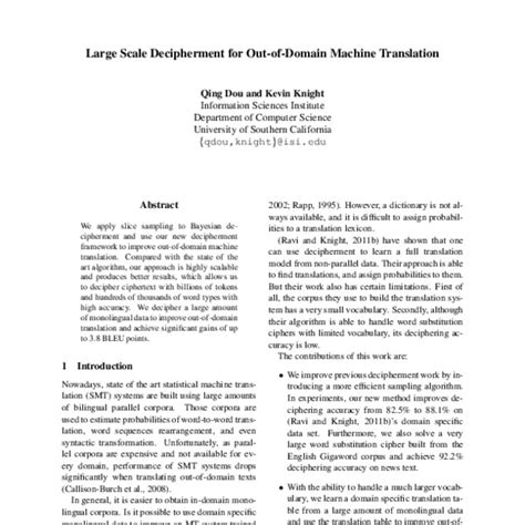 Large Scale Decipherment For Out Of Domain Machine Translation Acl Anthology
