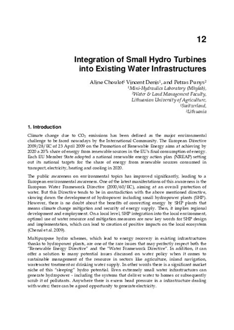 Pdf Integration Of Small Hydro Turbines Into Existing Water