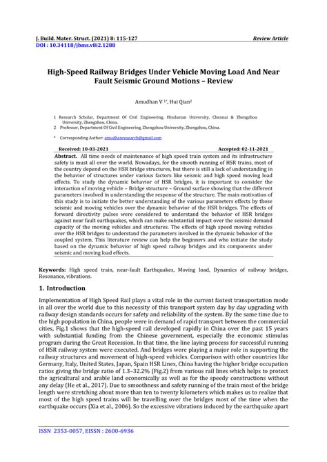 Pdf The High Speed Railway Bridges Under Vehicle Moving Load And Near