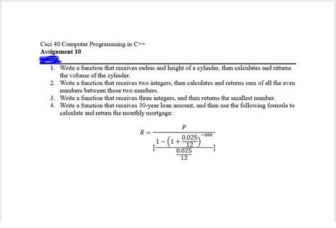 Solved Cscǐ 40 Computer Programming In C Assignment 10 1