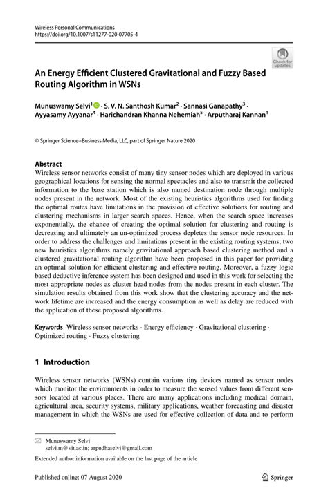 Pdf An Energy Efficient Clustered Gravitational And Fuzzy Based