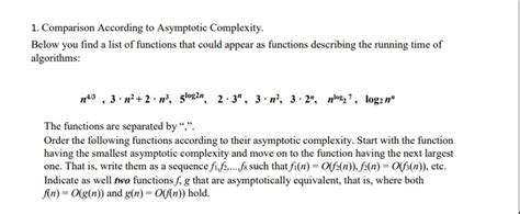 Solved Comparison According To Asymptotic Complexity Chegg Com