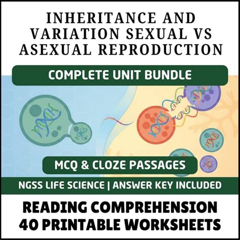 Sexual Reproduction Reading Comprehension Worksheets Bundle Grade 7 Ngss