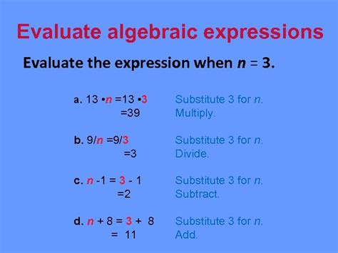 Algebra I 1 1 Evaluate Expressions Question