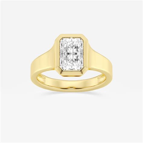 2 Ctw Radiant Lab Grown Diamond Bezel Set Wide Band Solitaire Engagement Ring Grownbrilliance
