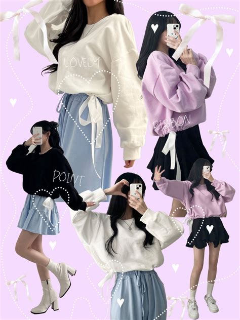 55 77봄신상 오버핏 리본 쭈리맨투맨 봄옷 데일리 리본스트링 세미크롭 아방핏 에이블리