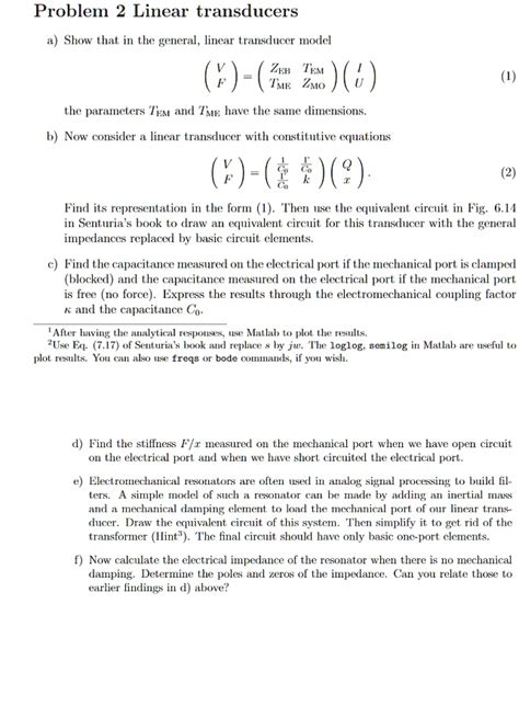 Solved Text Problem 2 Linear Transducers A Show That In The General