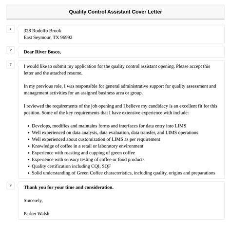 Quality Control Assistant Cover Letter Velvet Jobs