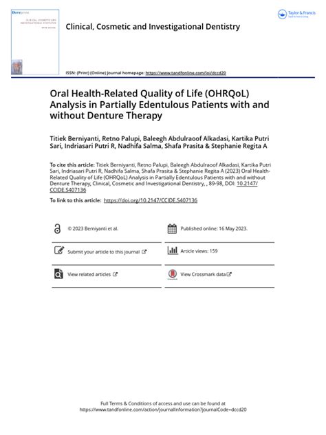 Oral Health Related Quality Of Life Ohrqol Analysis In Partially