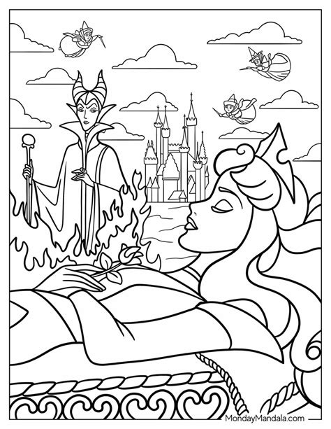 Sleeping Beauty And Maleficent Coloring Page