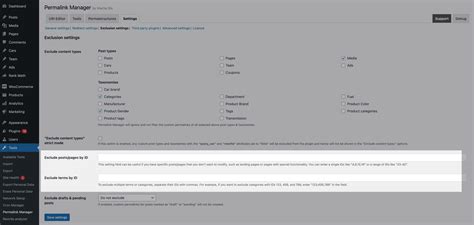 Exclusion Settings Permalink Manager Pro
