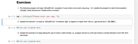 Solved Exercises The Following Program Will Raise Chegg Com