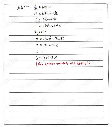 solved ax given the velocity v ds dt 32t 2 and the initial