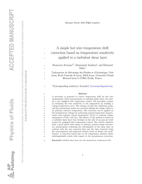 pdf a simple hot wire temperature drift correction based on