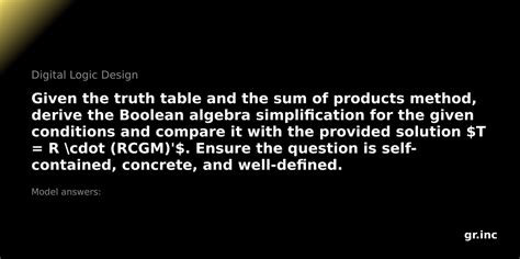 Given The Truth Table And The Sum Of Products Met General Reasoning
