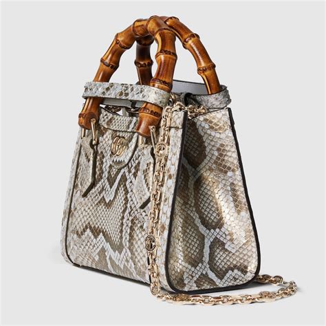 Gucci Diana Mini Python Tote Bag In Grey Gucci® Se
