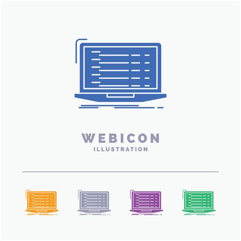 api app coding developer laptop 5 color glyph web icon template