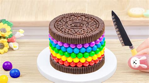 Fascinating Mini Rainbow Oreo Ice Cream Cake 🍪yummy Miniature Oreo Cake