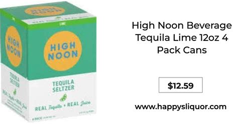 High Noon Beverage Tequila Lime 12oz 4 Pack Cans Happysliquor