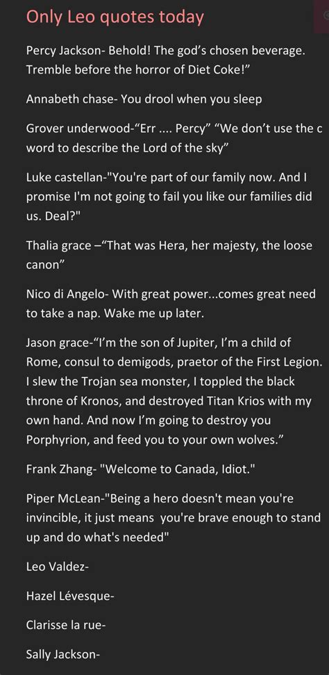 Percy Jackson Leo Quotes All For One