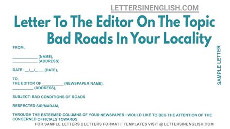 Letter To The Editor On The Topic Bad Roads In Your Locality Youtube
