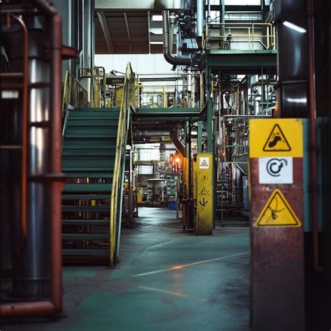 Safety Signage Throughout The Factory Including Warning Signs And Instructions For Safe