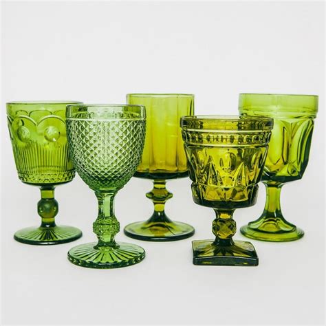 Green Stemware In 2024 Green Stemware Stemware Vintage Green Glass