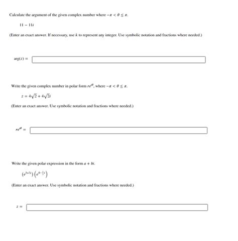 solved calculate the argument of the given complex number