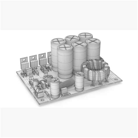 대용량 Dc 전원 공급 회로 기판 3d 모델 다운로드 컴퓨터 액세서리 On