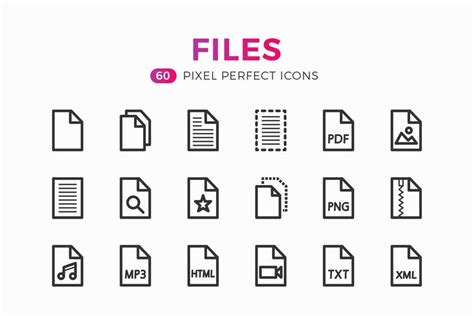 Computer File Types Line Icons Dreamstale