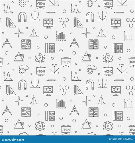 STEM Education Vector Minimal Outline Seamless Pattern Stock Vector Illustration Of Atom