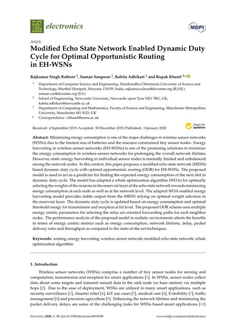 Pdf Modified Echo State Network Enabled Dynamic Duty Cycle For