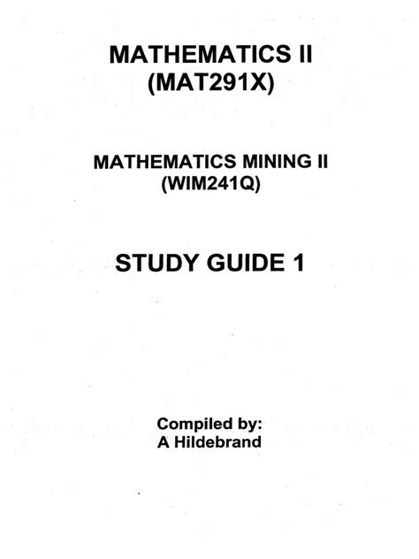 Maths 2 Study Guide 1 Pdf