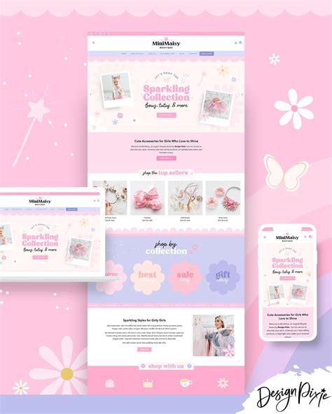 Pretty Pink Website Design And Canva Templates For Hair Bow Stores