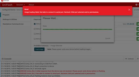 Ccsawr1843 Flashing The Awr1843 Through Uniflash Failed Sensors